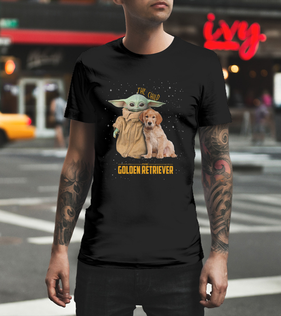 The Child Baby Yoda And Golden Retriever Star Wars Mashup T-Shirt