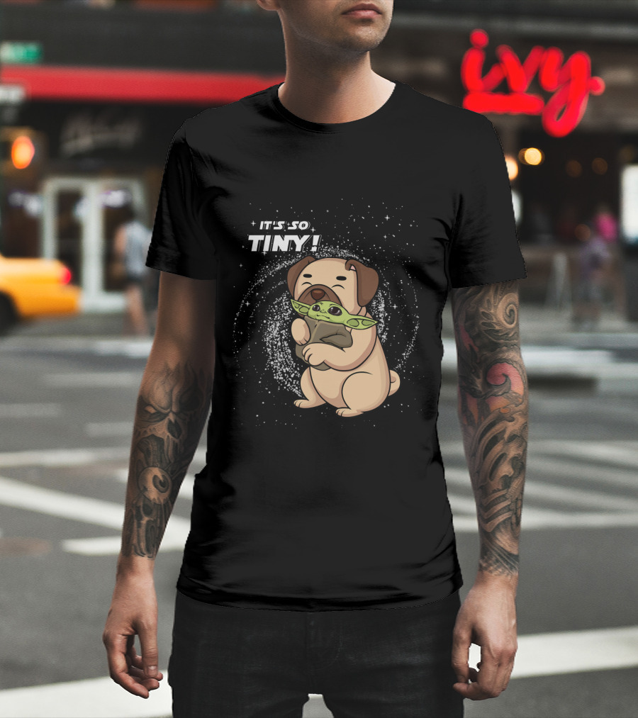 IT'S SO TINY Pug Baby Yoda Hugging T-Shirt
