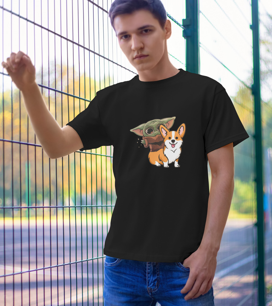 Corgi And Baby Alien Character T-Shirt
