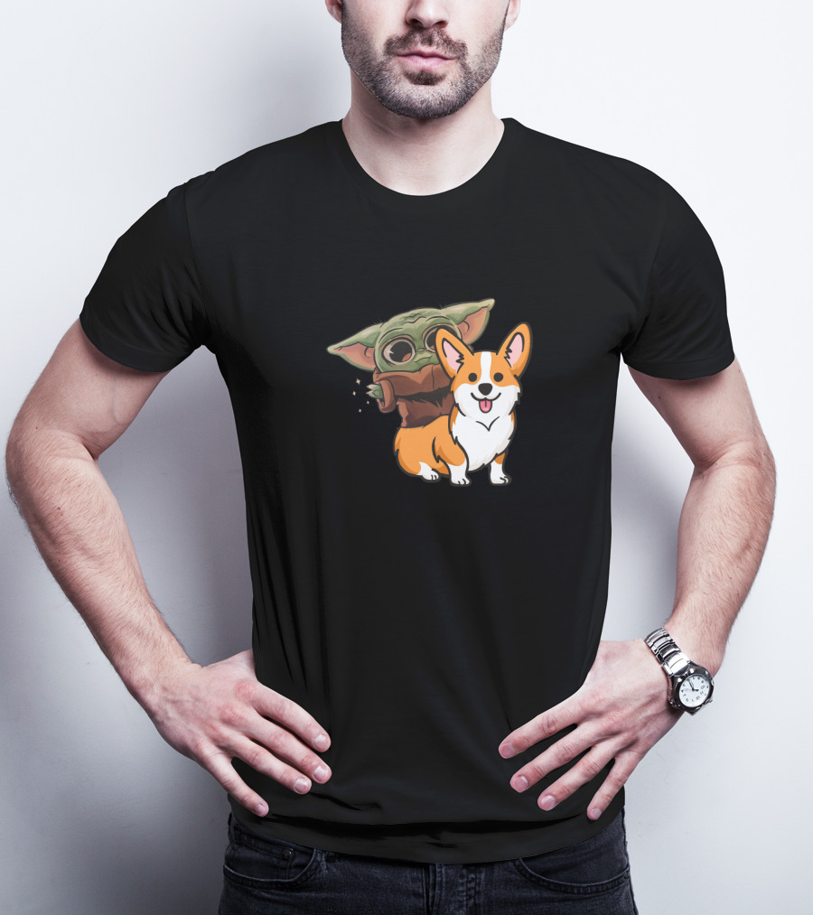 Corgi And Baby Alien Character T-Shirt