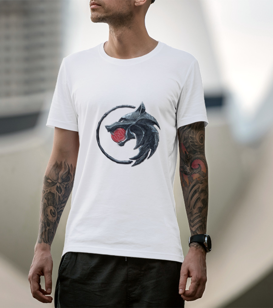 The Witcher Wolf Medallion With Red Circle Symbol T-Shirt