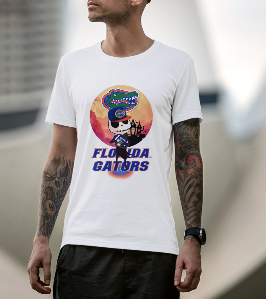 Florida Gators Jack Skellington Sunset Scene T-Shirt