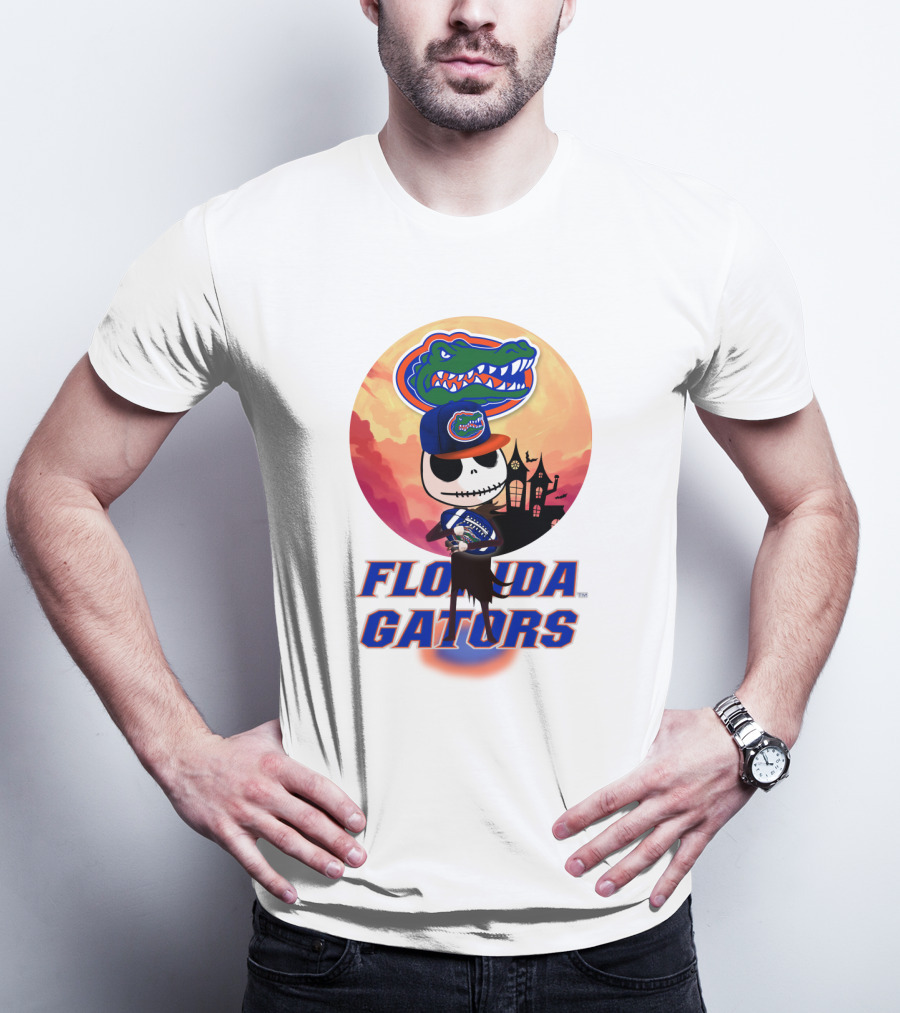 Florida Gators Jack Skellington Sunset Scene T-Shirt