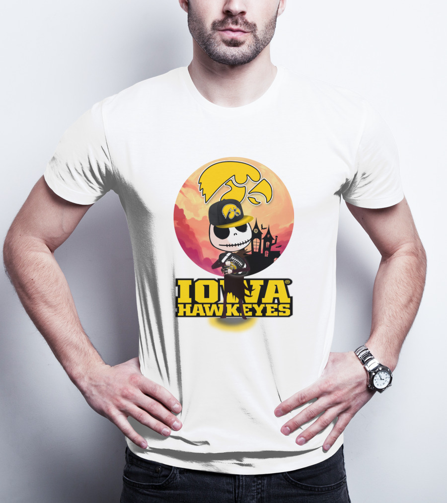 Iowa Hawkeyes Halloween Skull T-Shirt