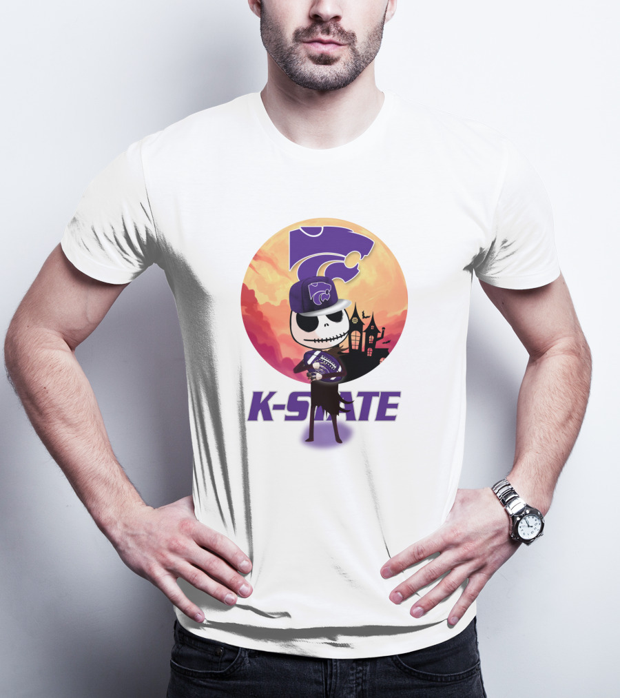 K-State Wildcats Jack-O-Lantern Halloween Sunset Scene T-Shirt
