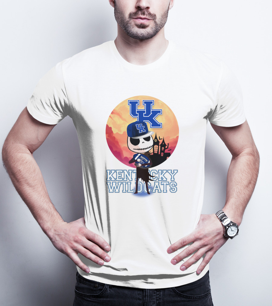 Kentucky Wildcats Skeleton With Uk Logo And Spooky T-Shirt