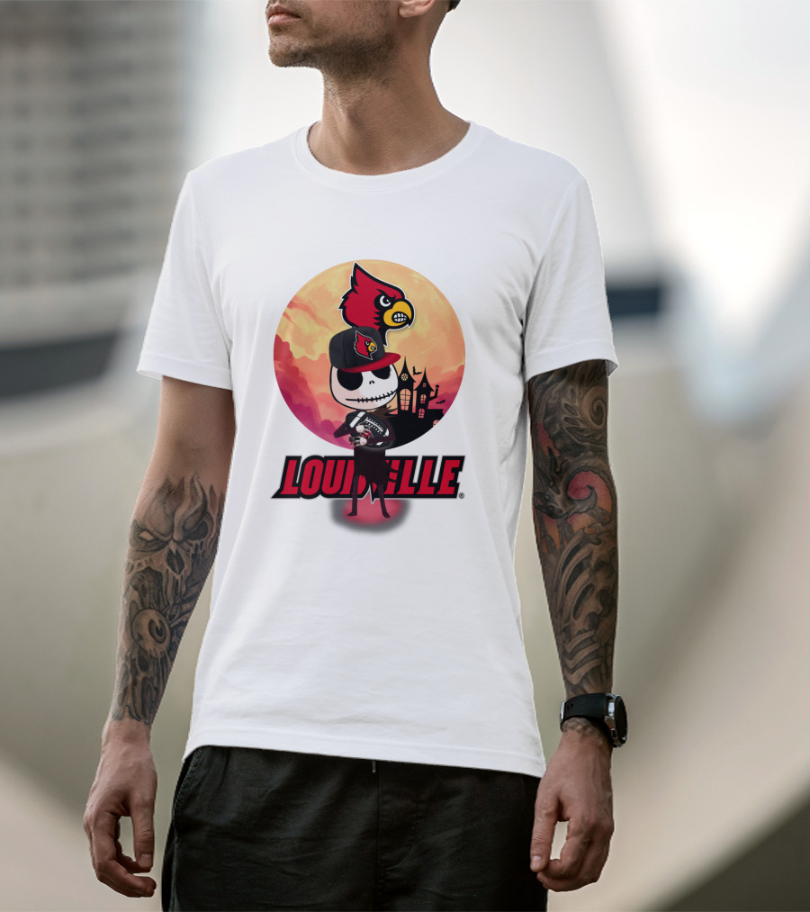 Louisville Cardinals Jack-O-Lantern Halloween Crossover Nightmare Before Christmas T-Shirt