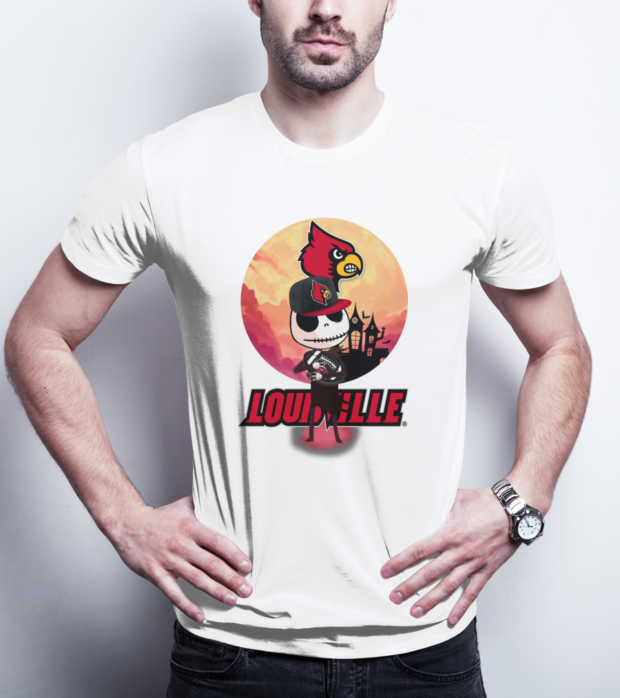Louisville Cardinals Jack-O-Lantern Halloween Crossover Nightmare Before Christmas T-Shirt