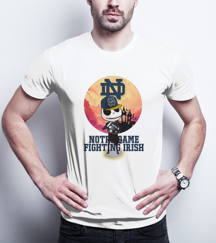 Notre Dame Fighting Irish Skull Fan With Stadium And Nd Cap T-Shirt
