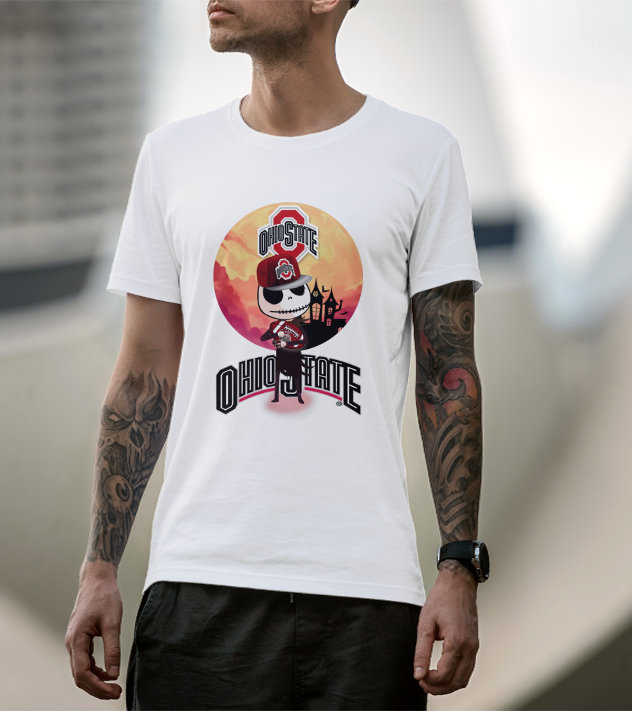 Ohio State Skeleton Character With Hat And Scarf T-Shirt