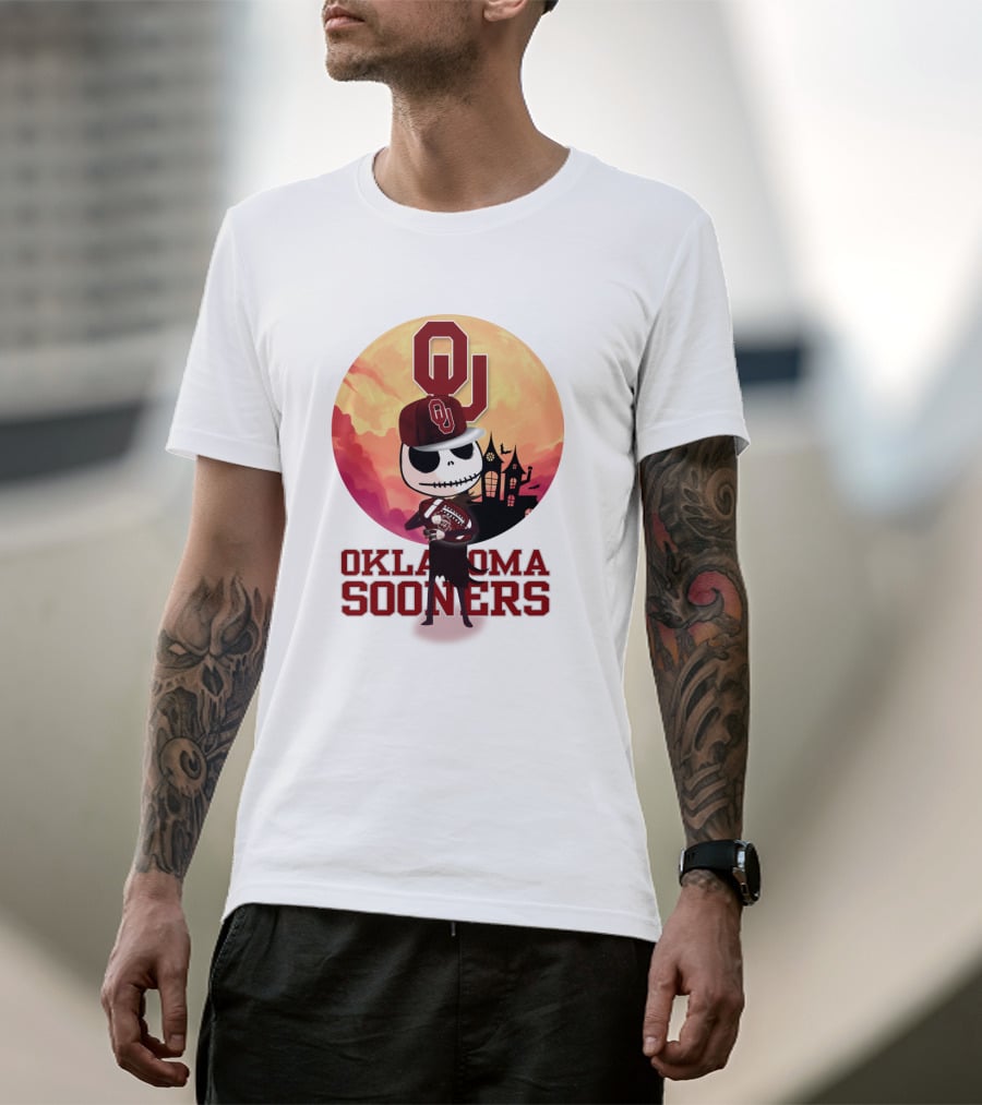 Oklahoma Sooners Jack Skellington Football Ou Halloween T-Shirt