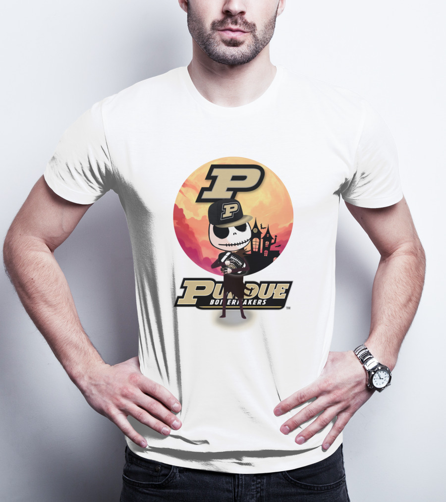 Purdue Boilermakers Skeleton Football Halloween T-Shirt