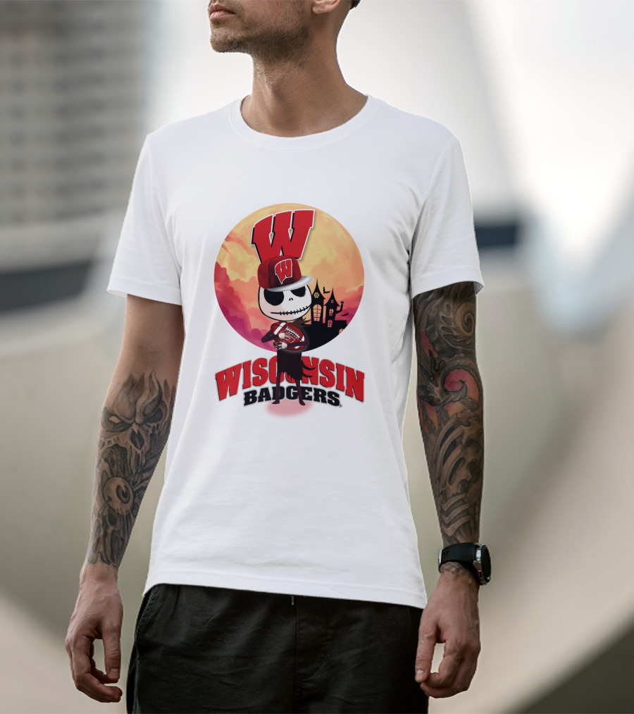 Wisconsin Badgers Halloween Skeleton T-Shirt