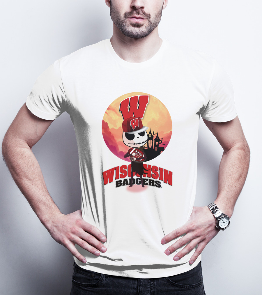 Wisconsin Badgers Halloween Skeleton T-Shirt