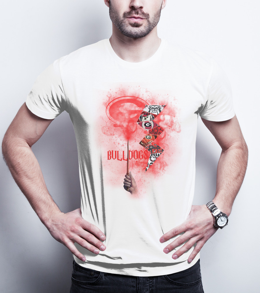 Georgia Bulldogs Logo 60 Dawgs Hand Holding Red Smoke Wand T-Shirt