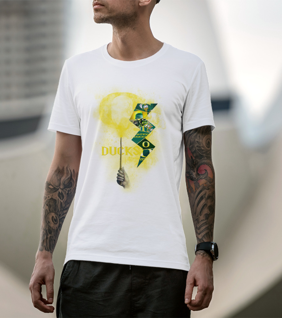 Oregon Ducks Lightning Bolt Logo Collage T-Shirt