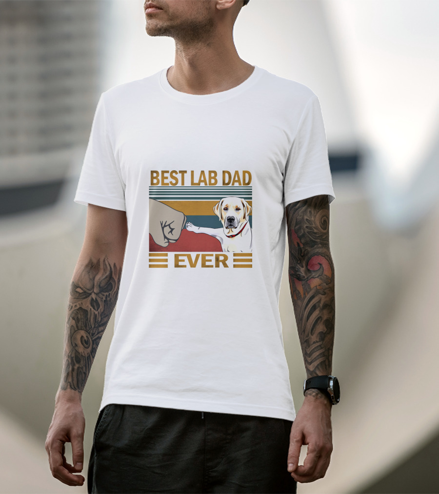 Best Lab Dad Ever Fist Bump With Yellow Labrador Retriever T-Shirt
