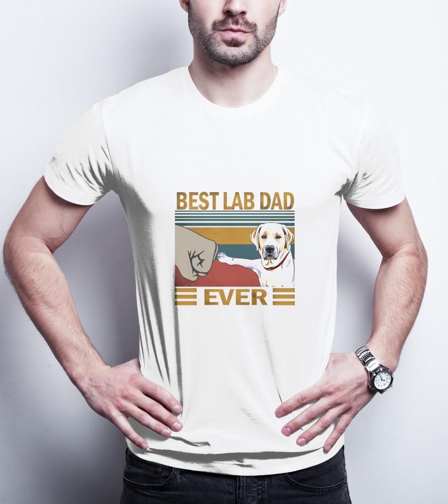 Best Lab Dad Ever Fist Bump With Yellow Labrador Retriever T-Shirt