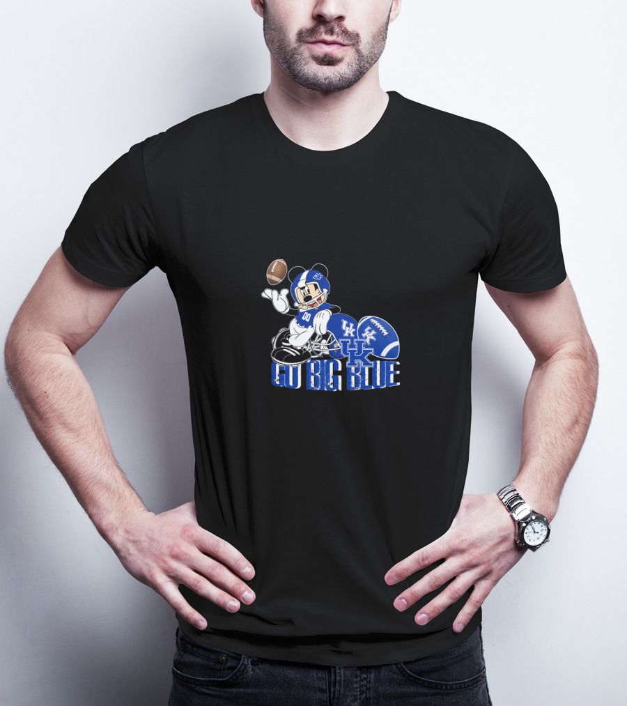 Mickey Mouse Kentucky Wildcats Football Go Big Blue T-Shirt