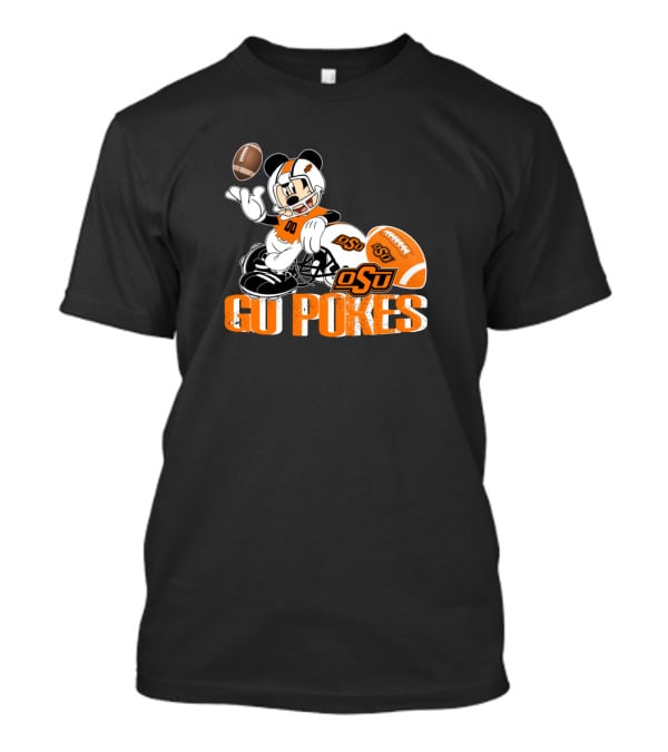 Osu Cowboys Mascot With Football Go Pokes T-Shirt
