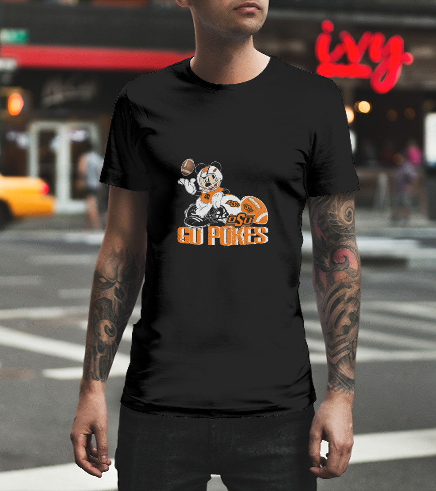 Osu Cowboys Mascot With Football Go Pokes T-Shirt