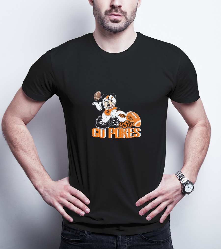 Osu Cowboys Mascot With Football Go Pokes T-Shirt