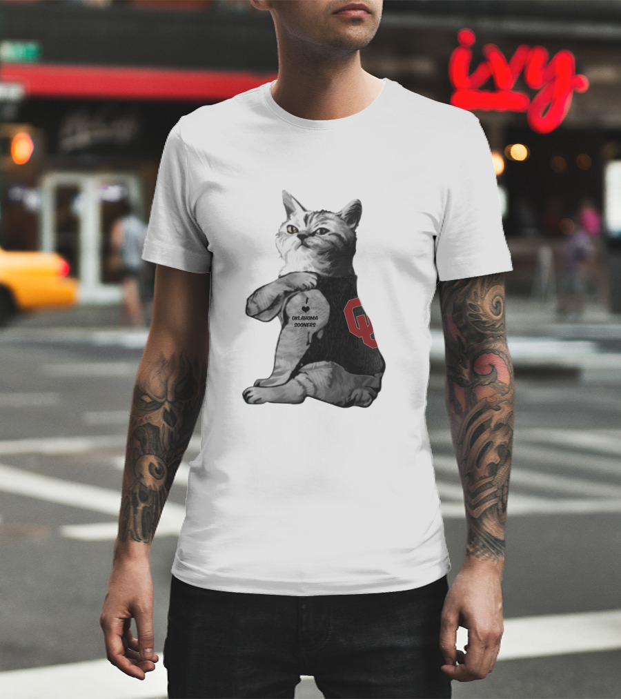 Oklahoma Sooners Cat Mascot Wearing Ou T-Shirt