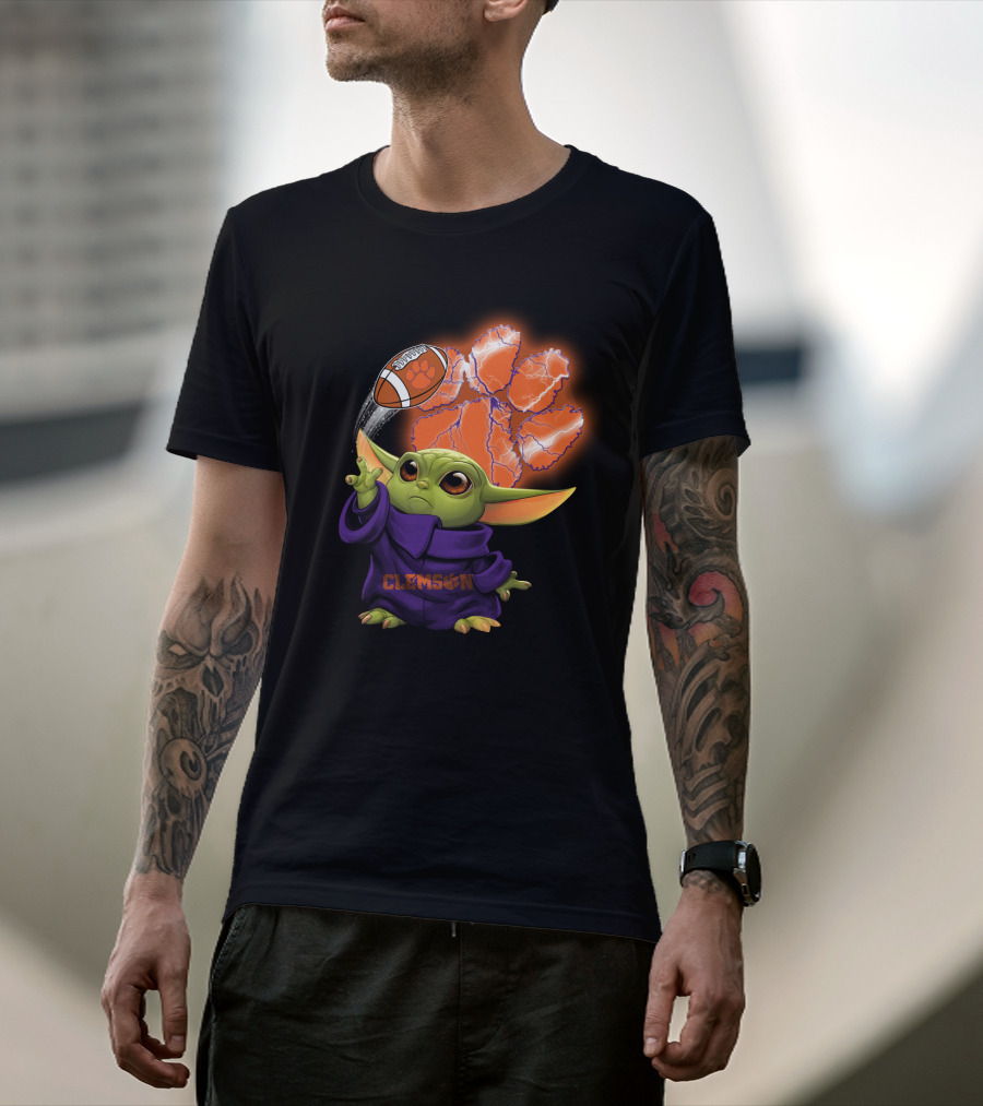 Clemson Football Paw And Baby Alien Character T-Shirt