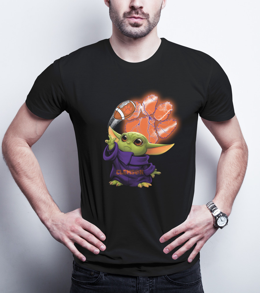 Clemson Football Paw And Baby Alien Character T-Shirt