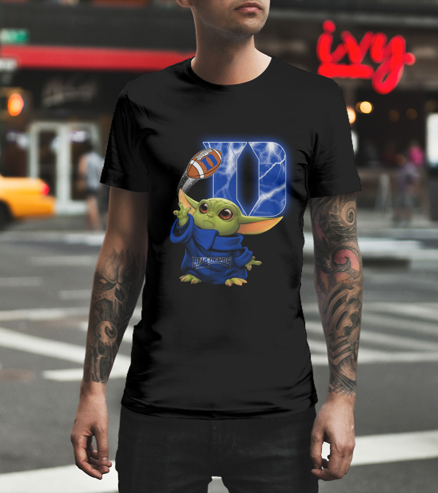 Blue Devils Chtnca9006 Football Lightning Yoda Nod T-Shirt
