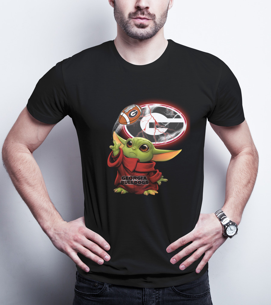 Georgia Bulldogs Football Baby Yoda Magic Force T-Shirt