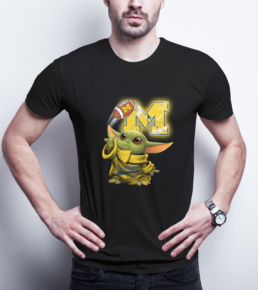 Michigan Wolverines Yoda Style Football Fan Craze T-Shirt