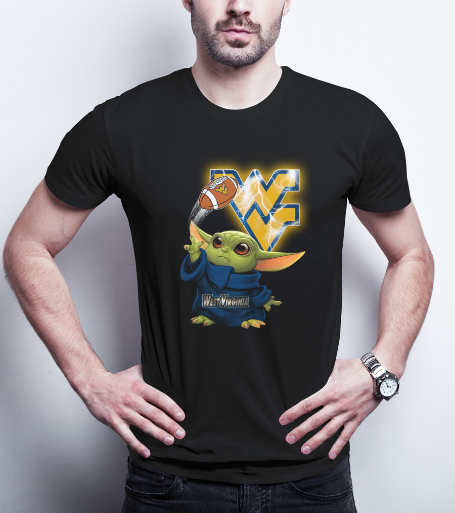 West Virginia Football Baby Alien With Wv Logo And Lightning T-Shirt
