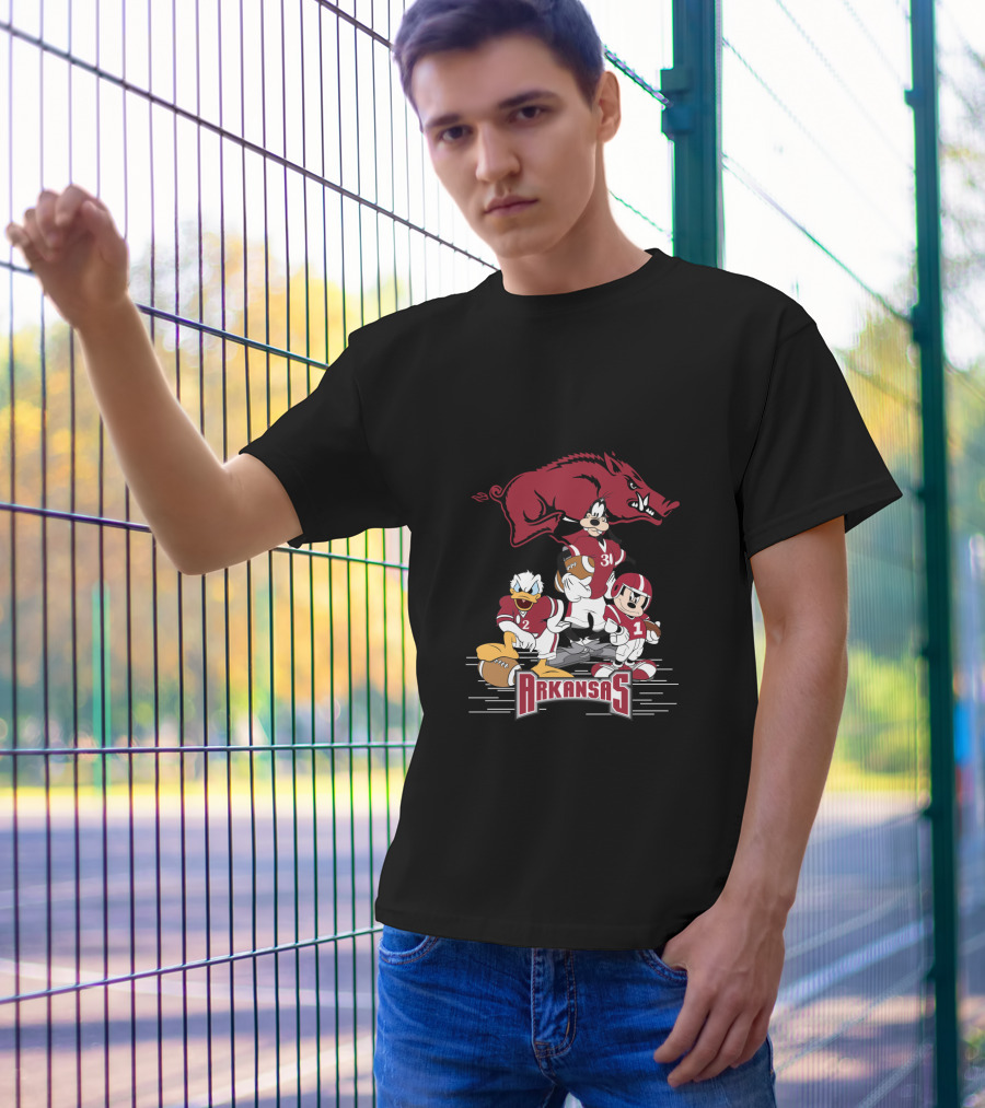 Arkansas Razorbacks Football Disney Characters T-Shirt