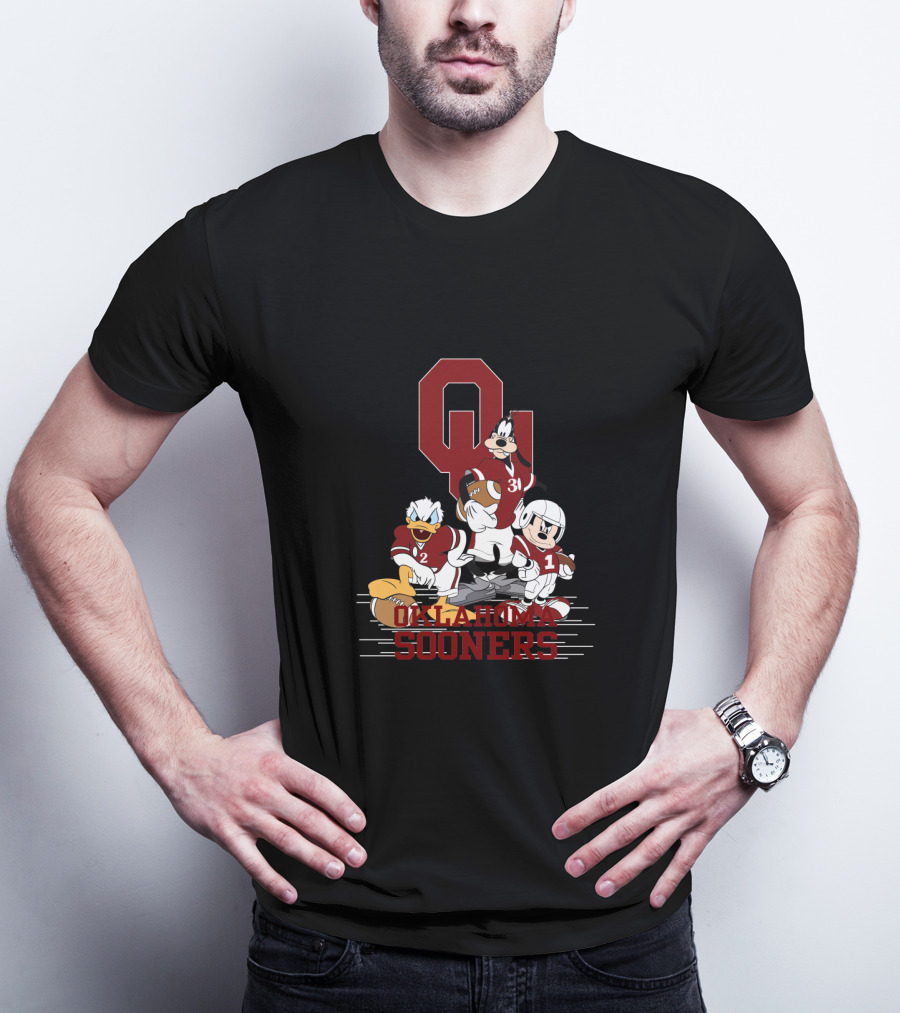 Oklahoma Sooners Disney Characters Football Team Collaboration Chtnca10012 T-Shirt
