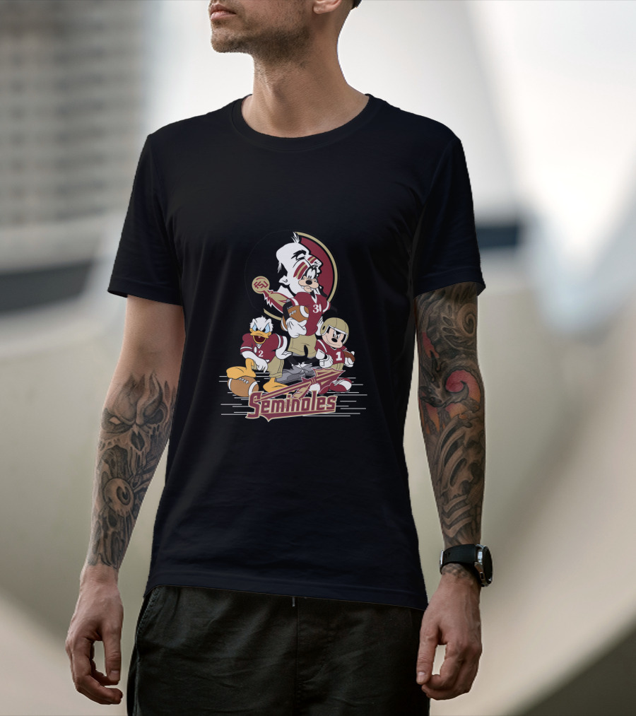 Seminoles Florida State Inspired Character Trio With Football Theme T-Shirt