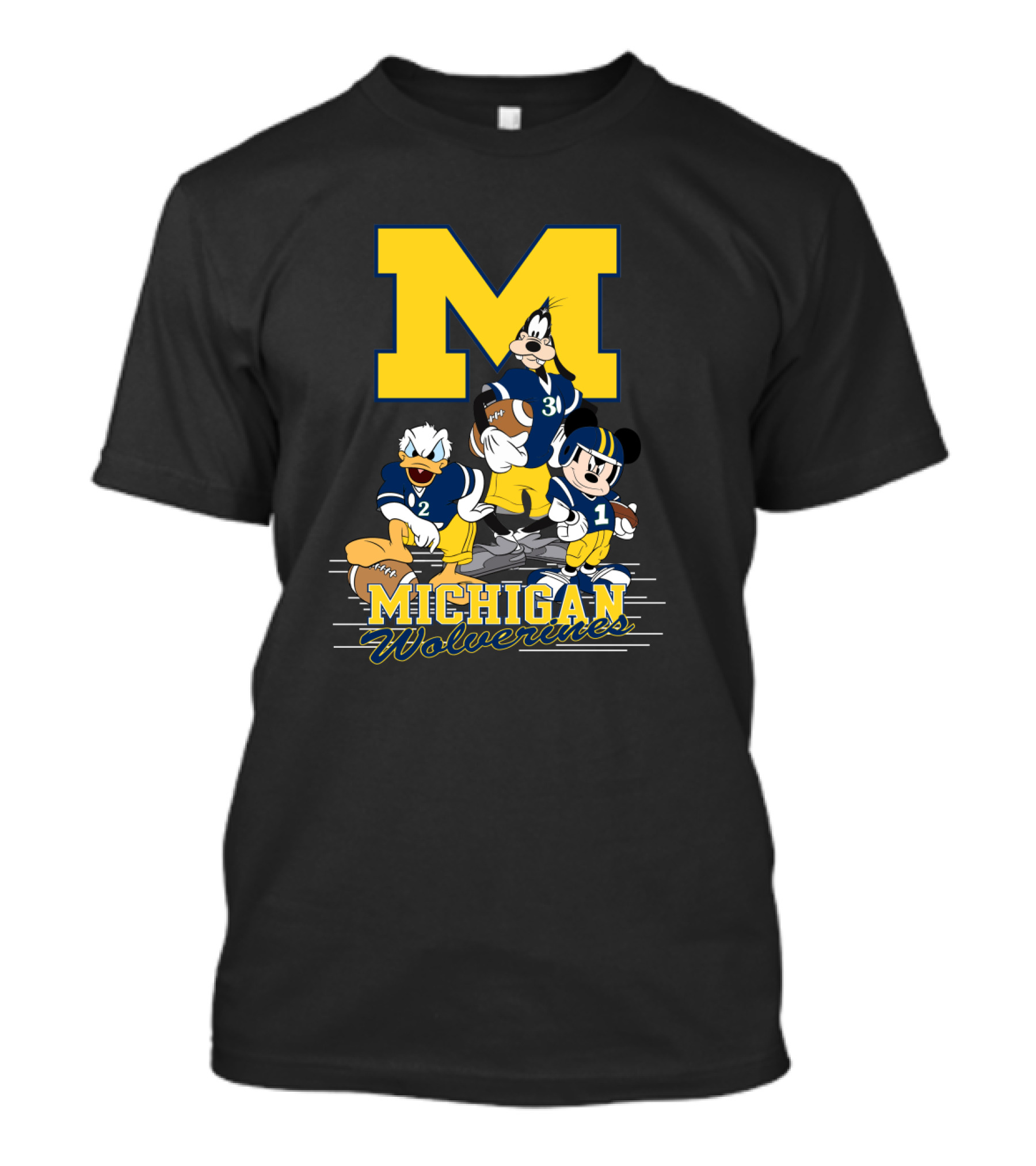 Michigan Wolverines Donald Mickey Goofy Football T-Shirt