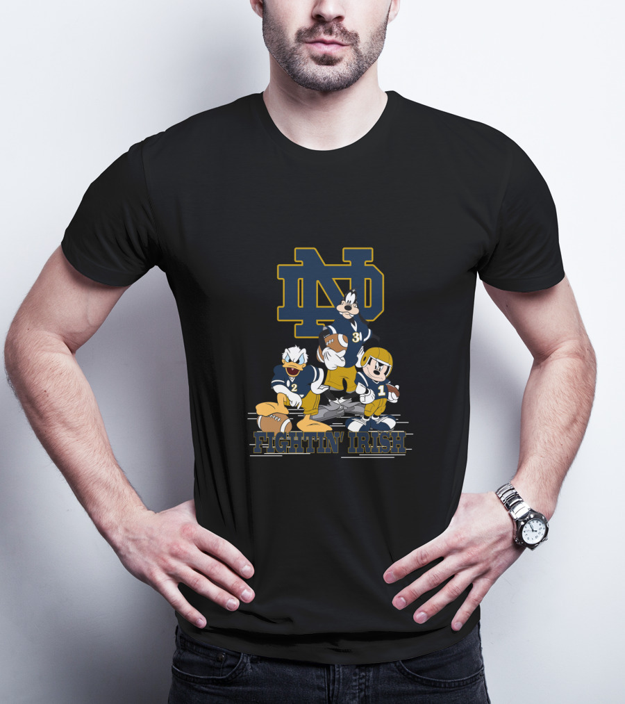 Nd Fighting Irish Mickey Donald Goofy Football Team T-Shirt
