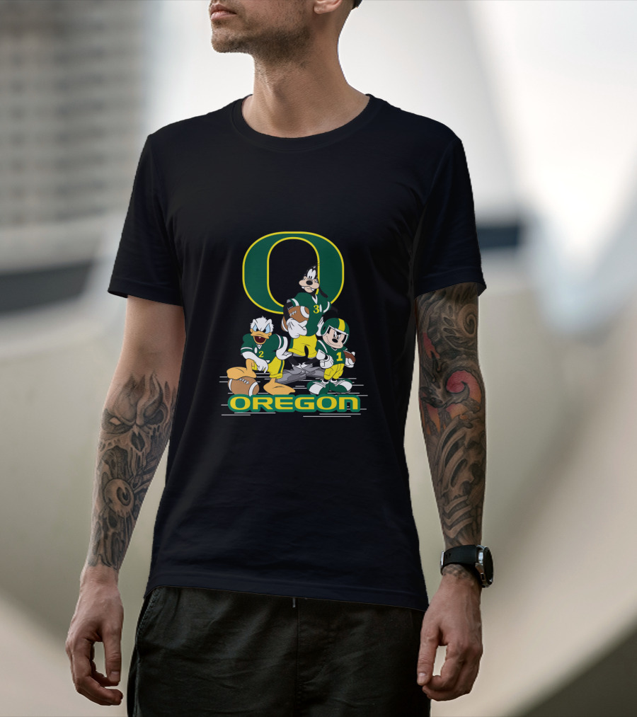Chtnca10025 Oregon Football Donald Duck Goofy Mickey Mouse T-Shirt