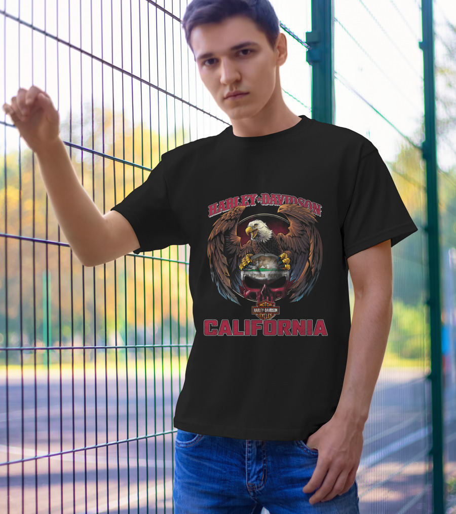 Harley Davidson California Eagle And Bear Symbolism T-Shirt
