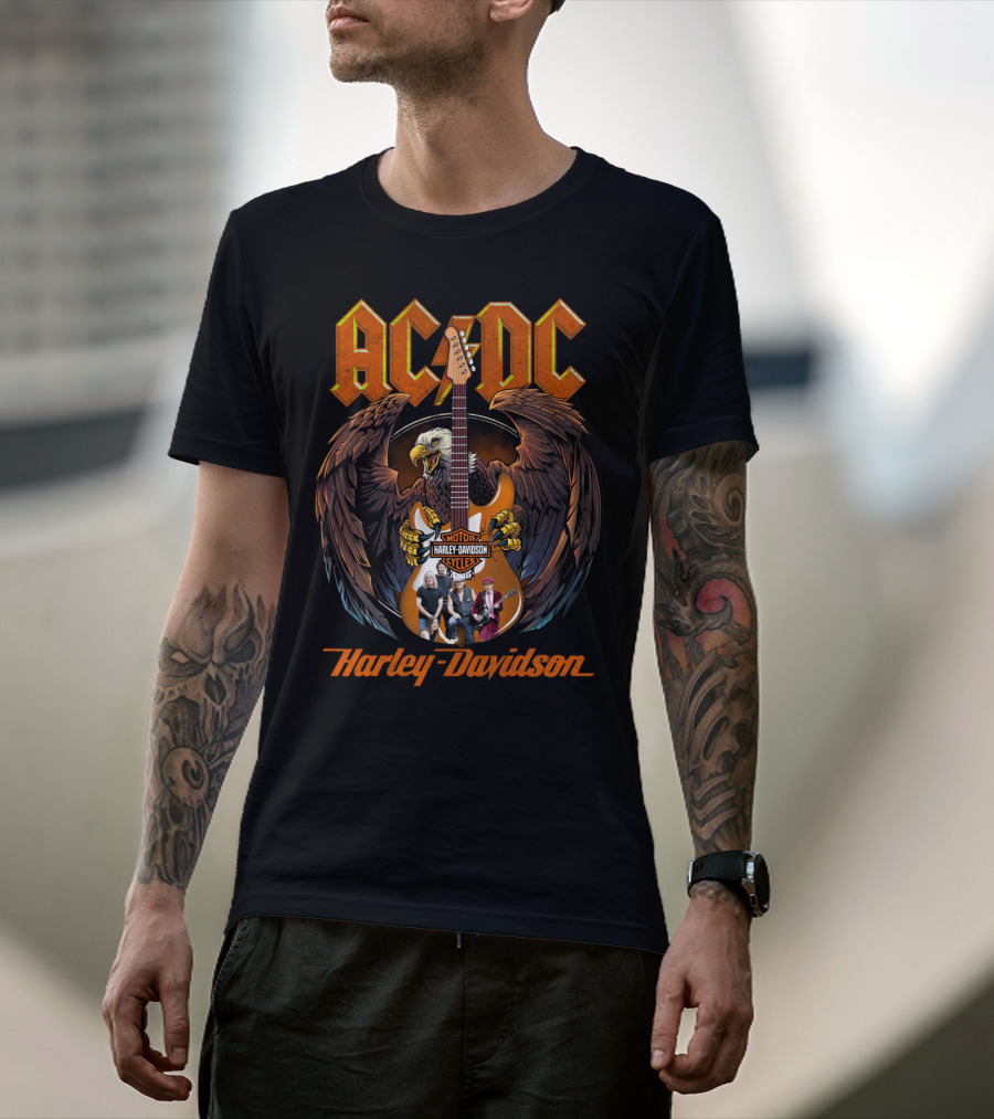 Ac Dc Harley Davidson Motorcycles Eagle Guitar Band Members T-Shirt