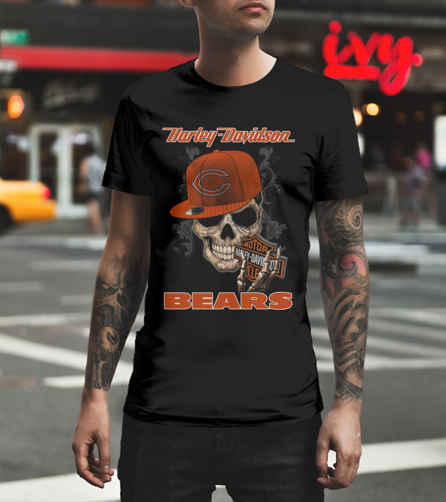 Harley Davidson Chicago Bears Skull T-Shirt