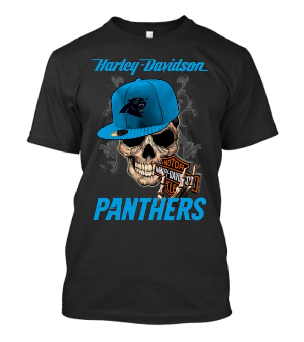 Harley Davidson Skull Carolina Panthers T-Shirt