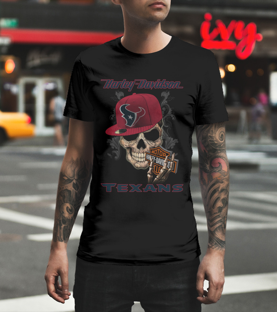 Harley Davidson Skull Houston Texans T-Shirt
