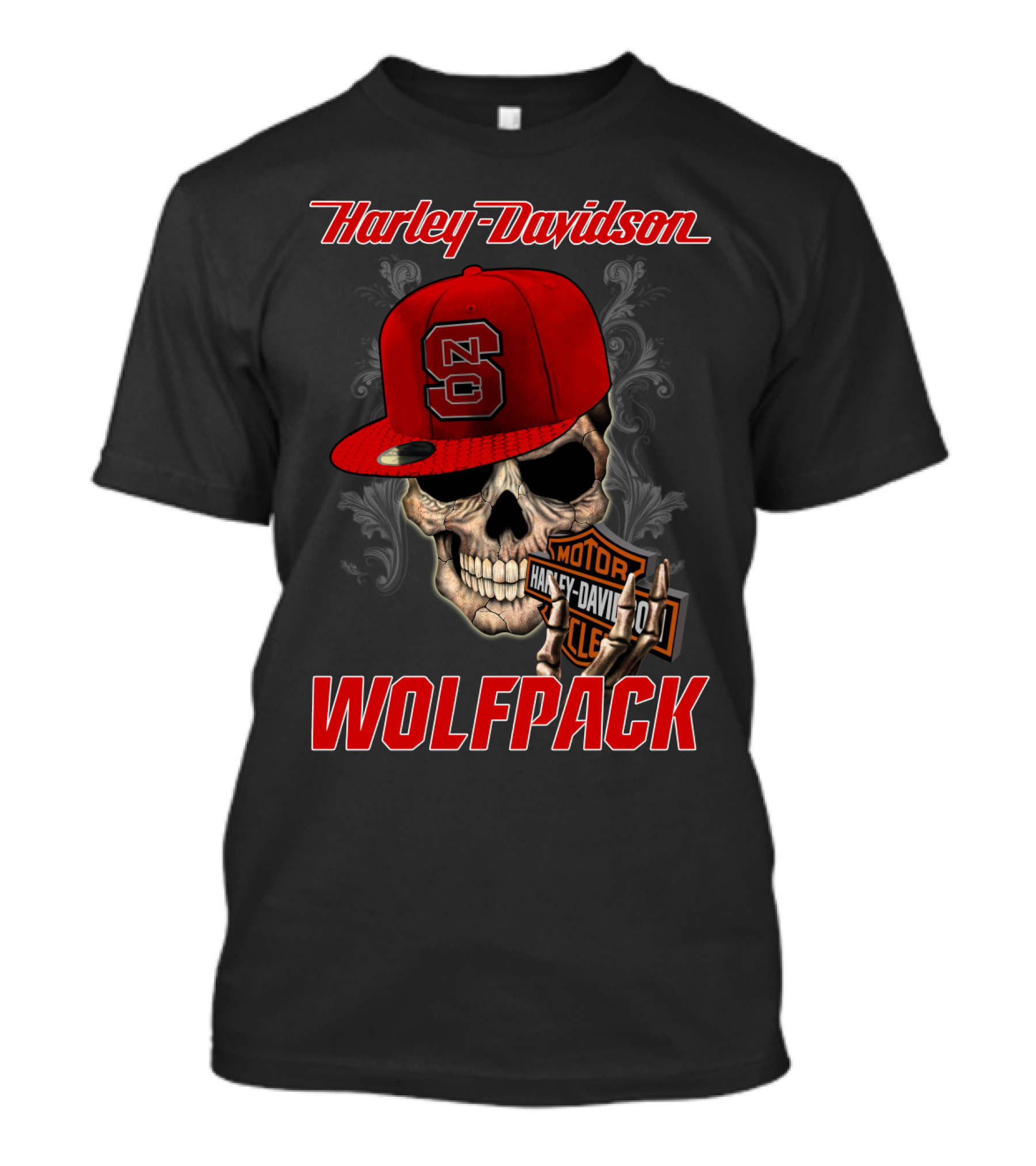Harley Davidson Skull Nc State Wolfpack Hat T-Shirt