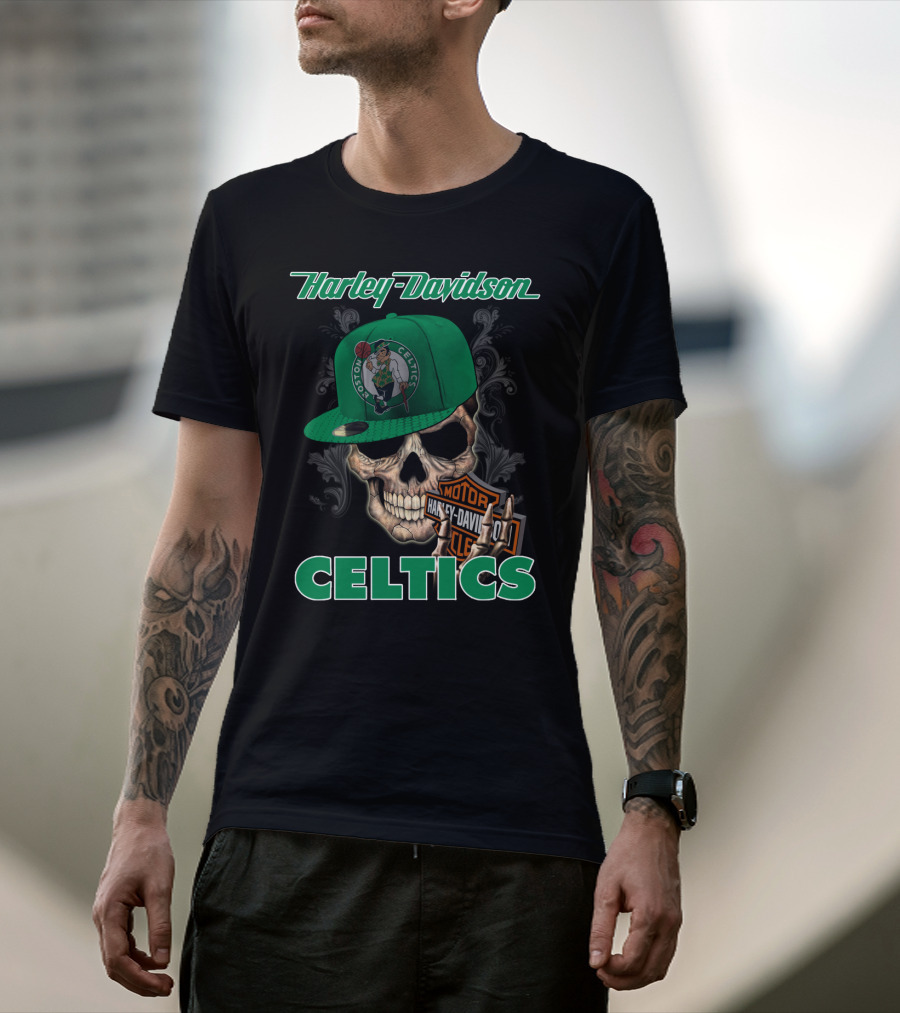 Harley Davidson Boston Celtics Skull Nba1 T-Shirt