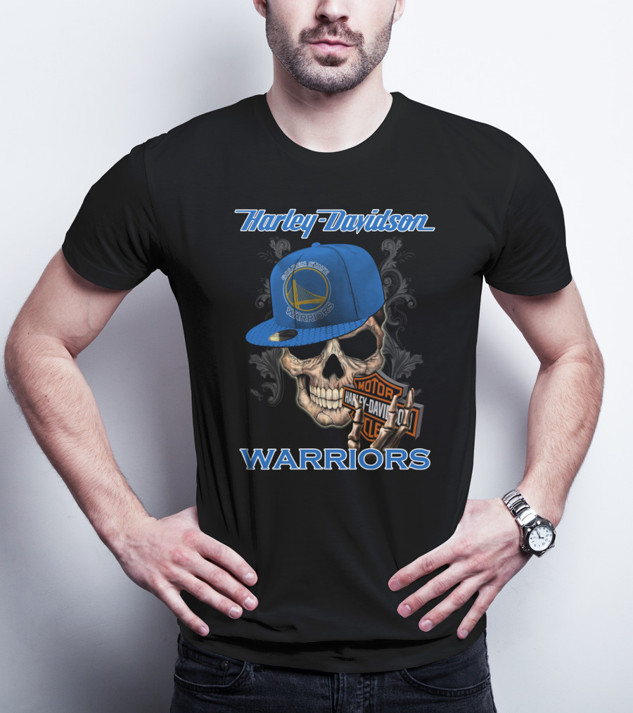 Harley Davidson Motor Skull Golden State Warriors T-Shirt