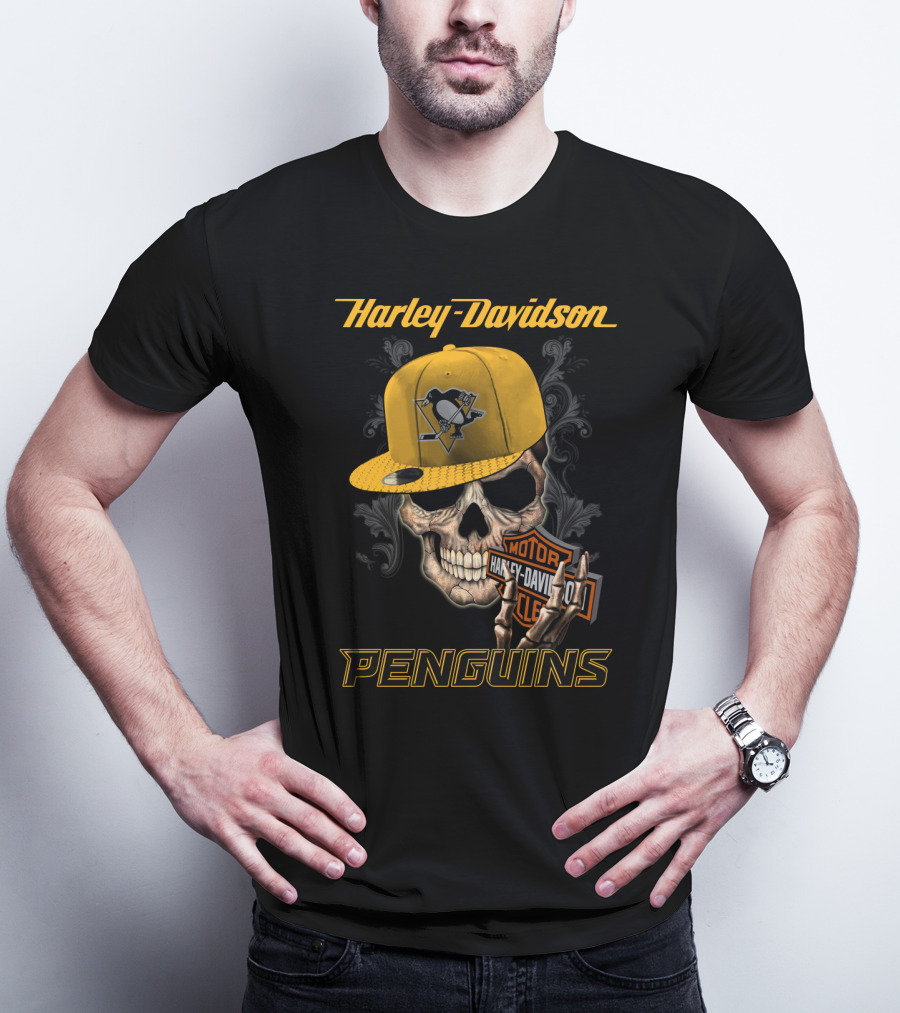 Harley Davidson Pittsburgh Penguins Skull Nhl1 T-Shirt