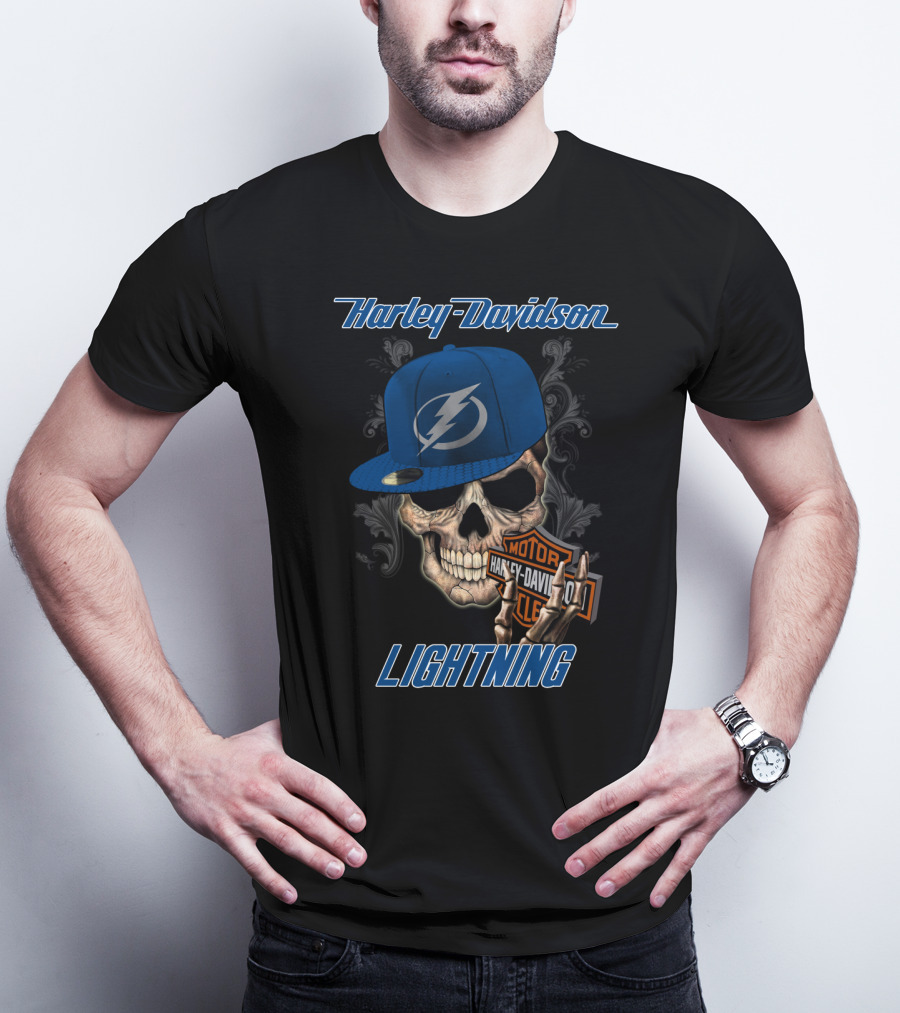 Harley Davidson Lightning Skull Tampa Bay Nhl T-Shirt