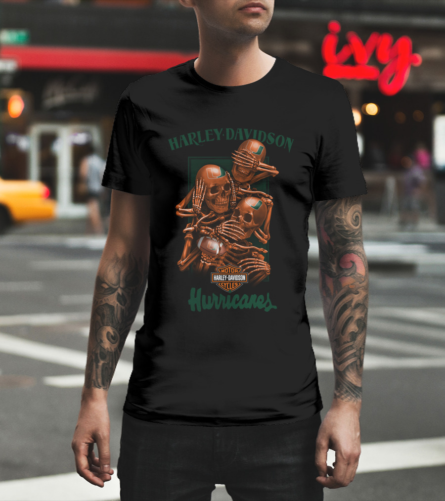 Harley Davidson Motor Cycles Hurricanes Miami Hurricanes T-Shirt